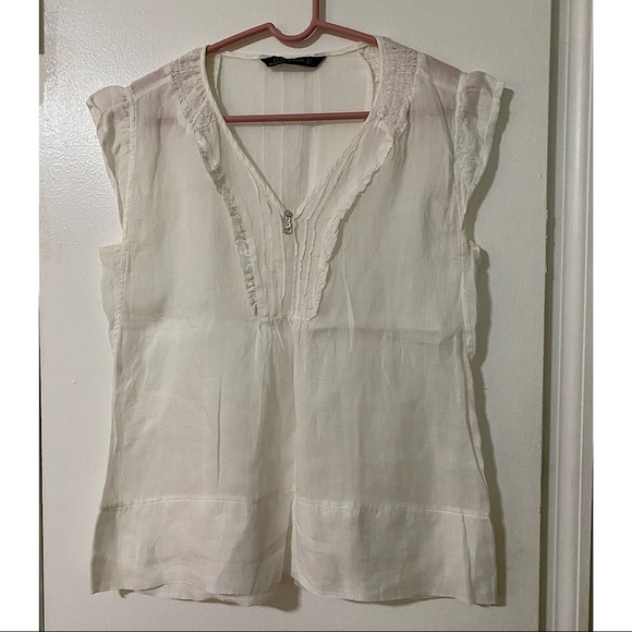 Zara | Tops | Zara Woman White Blouse With Light Ruffle Detail | Poshmark